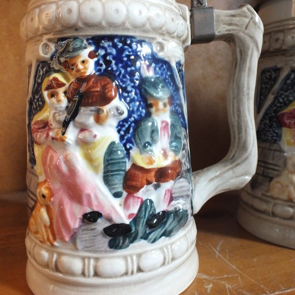 Dining | Midcentury Beer Stein Set Of Three With Metal Lids | Poshmark